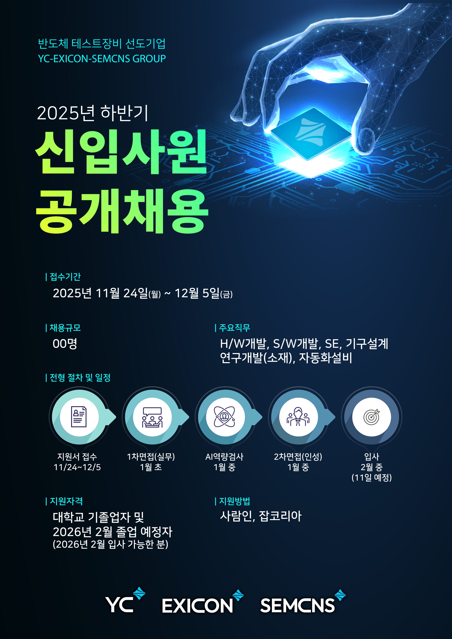 2025년도 YC-EXICON-SEMCNS GROUP 하반기 대졸신입공채 - 채용공고 - recruit - 엑시콘